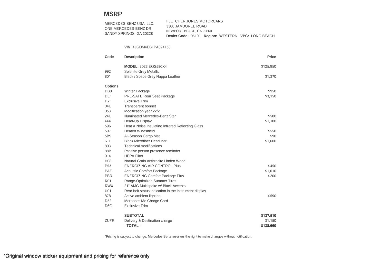 Pre-Owned 2023 Mercedes-Benz EQS EQS 580 4MATIC® SUV SUV in Costa Mesa ...