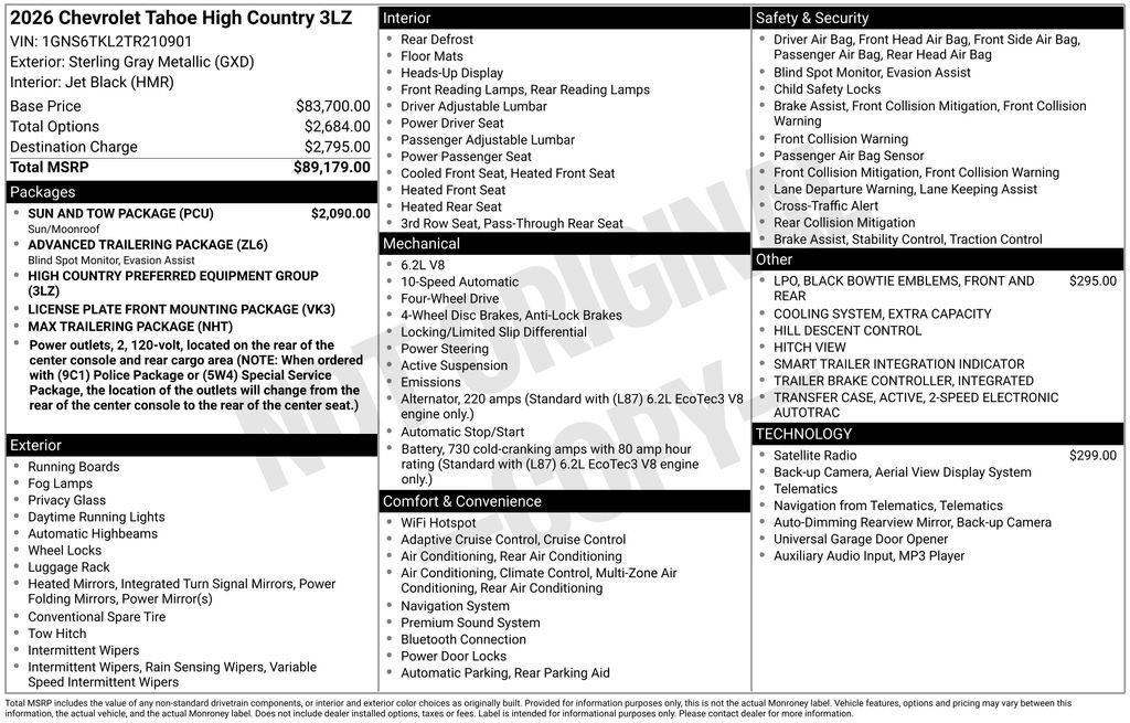 New 2026 Chevrolet Tahoe High Country SUV in Picayune #210901 | Mossy ...