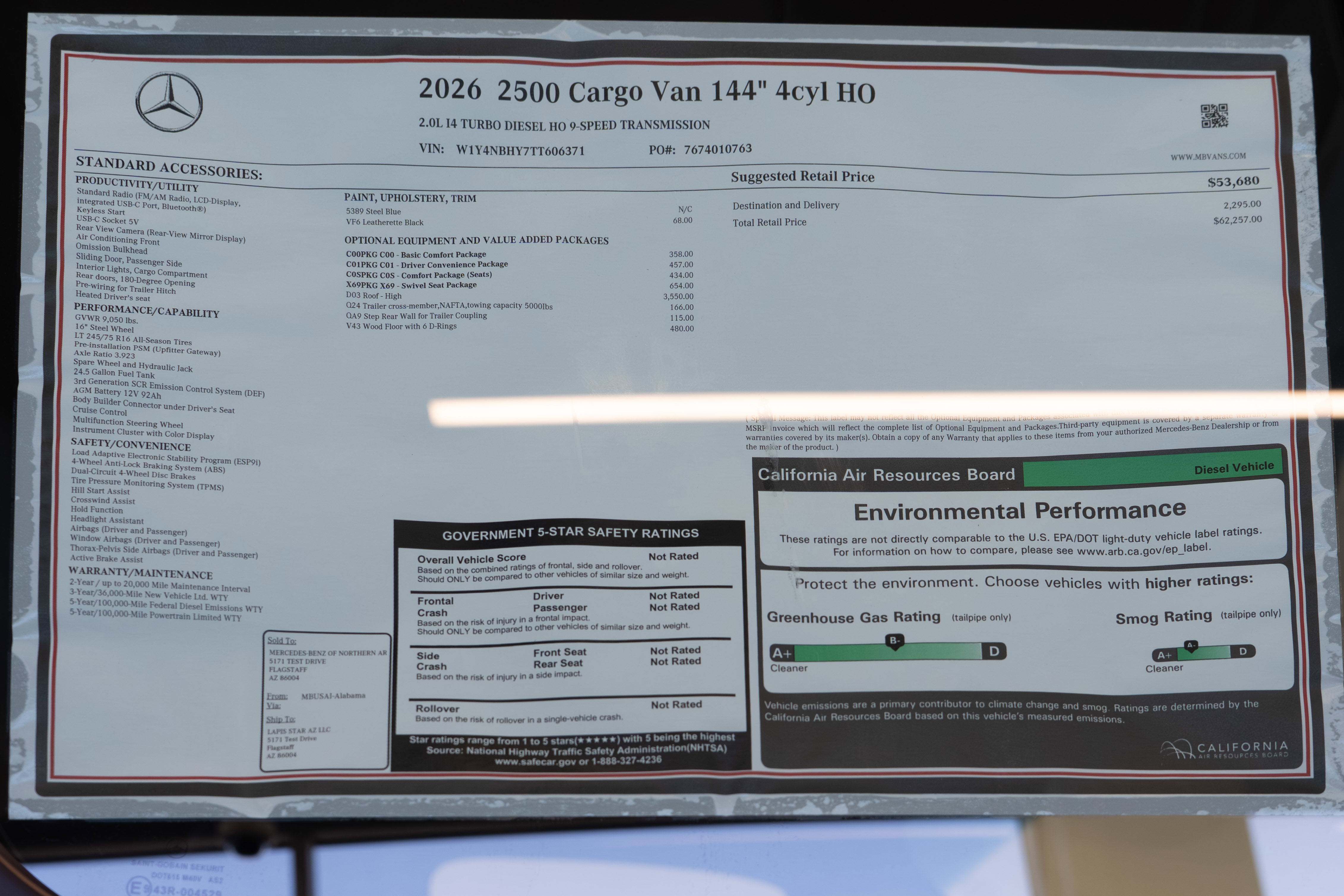 New 2026 Mercedes-Benz Sprinter Cargo Van Cargo 144 WB 2500 Standard ...