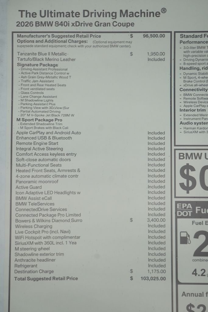 New 2026 BMW 8 Series 840 4D Sedan in Santa Ana #619631 | Crevier BMW