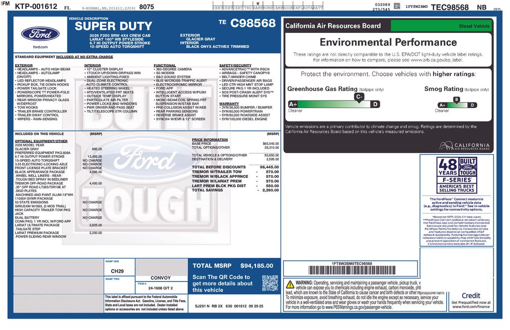 New 2026 Ford F-250SD Lariat TREMOR 4D Crew Cab in Mobile #HC98568 ...