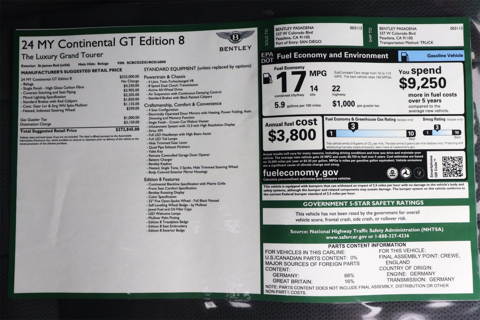 New 2024 Bentley Continental V8 2D Coupe in Pasadena #18240038 ...