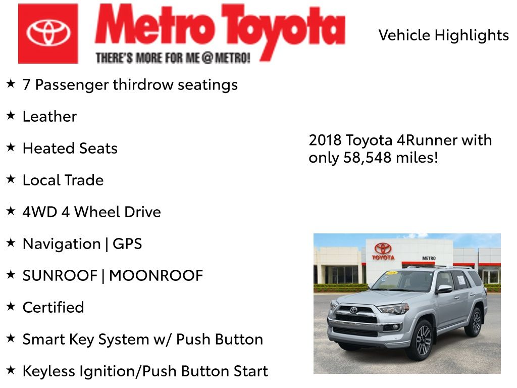 Certified Pre-Owned 2018 Toyota 4Runner Limited 4D Sport Utility in ...