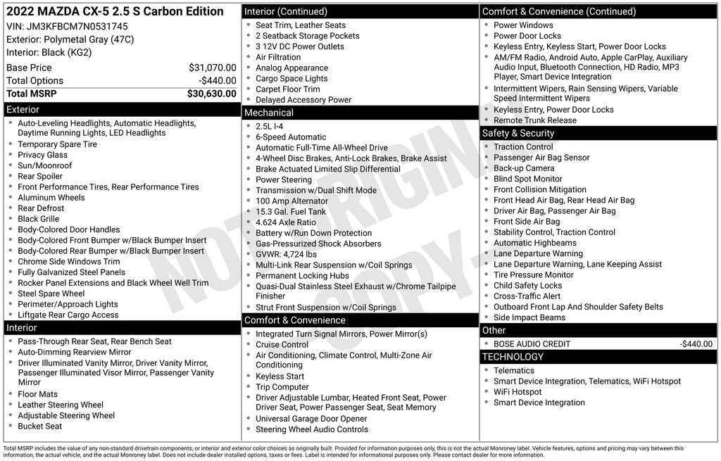 Pre-Owned 2022 Mazda CX-5 2.5 S Carbon Edition 4D Sport Utility in ...