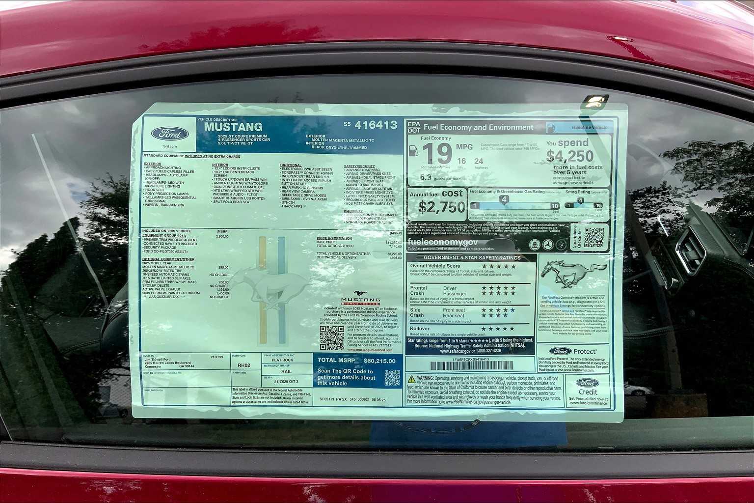 New 2025 Ford Mustang GT Premium Fastback Fastback in Kennesaw #S5416413 | Jim Tidwell Ford