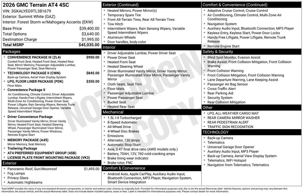 New 2026 GMC Terrain AT4 SUV in Virginia Beach #T6T381679X | Southern ...