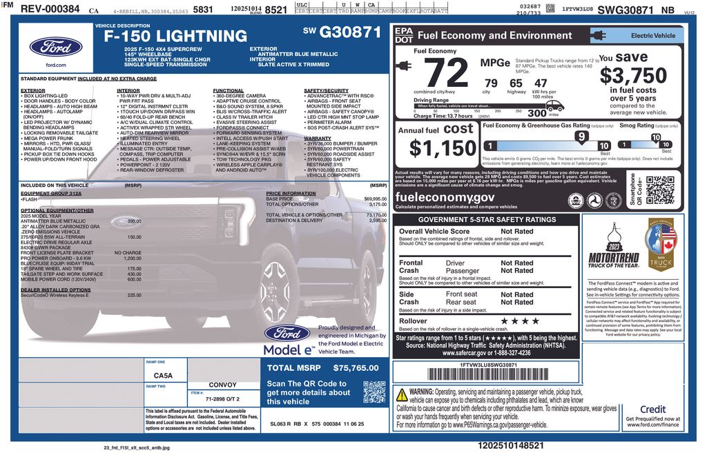 New 2025 Ford F-150 Lightning Flash SuperCrew in Buena Park #C253239 ...